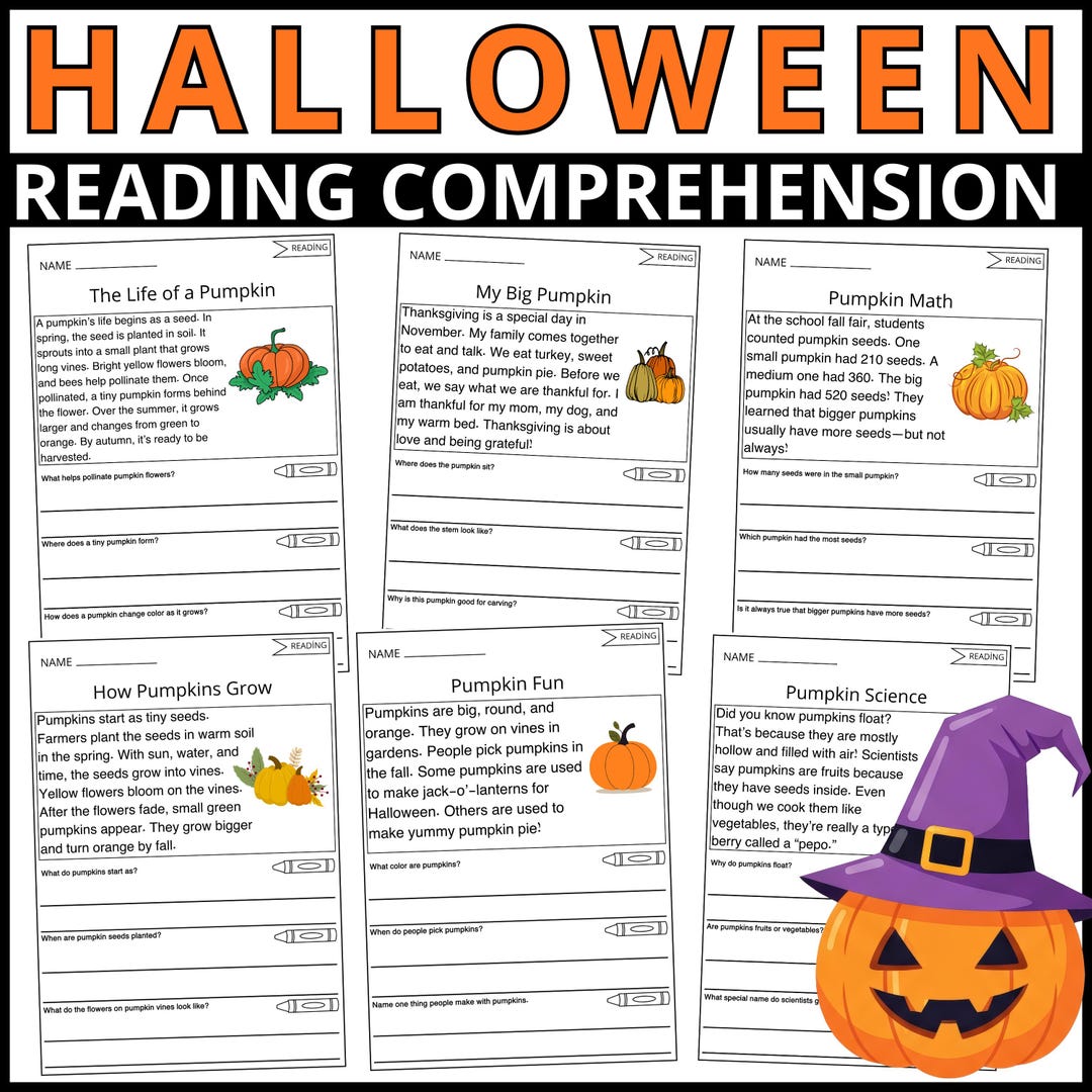 Halloween Close Reading Comprehension Passages and Questions | ELA ...