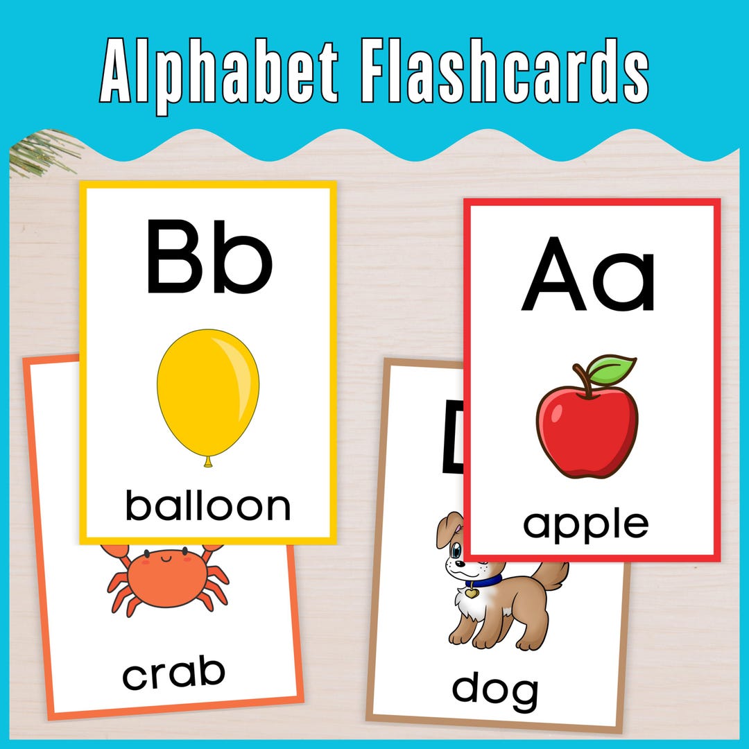Alphabet Flashcards A-Z: Printable ABC Learning Cards (PDF) - Etsy