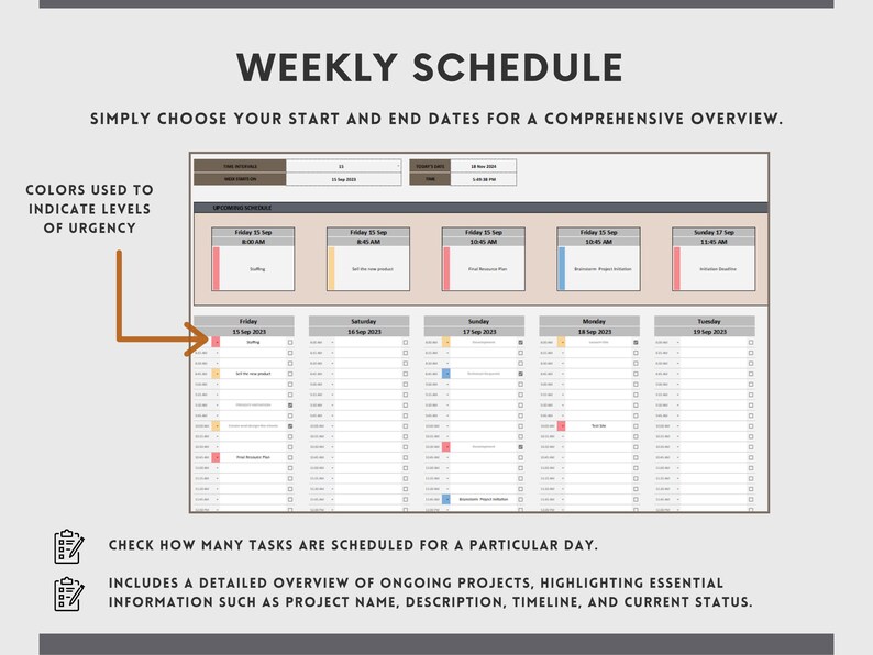 Project Management Tracker & Planner Spreadsheet - Kanban, Daily Tasks ...