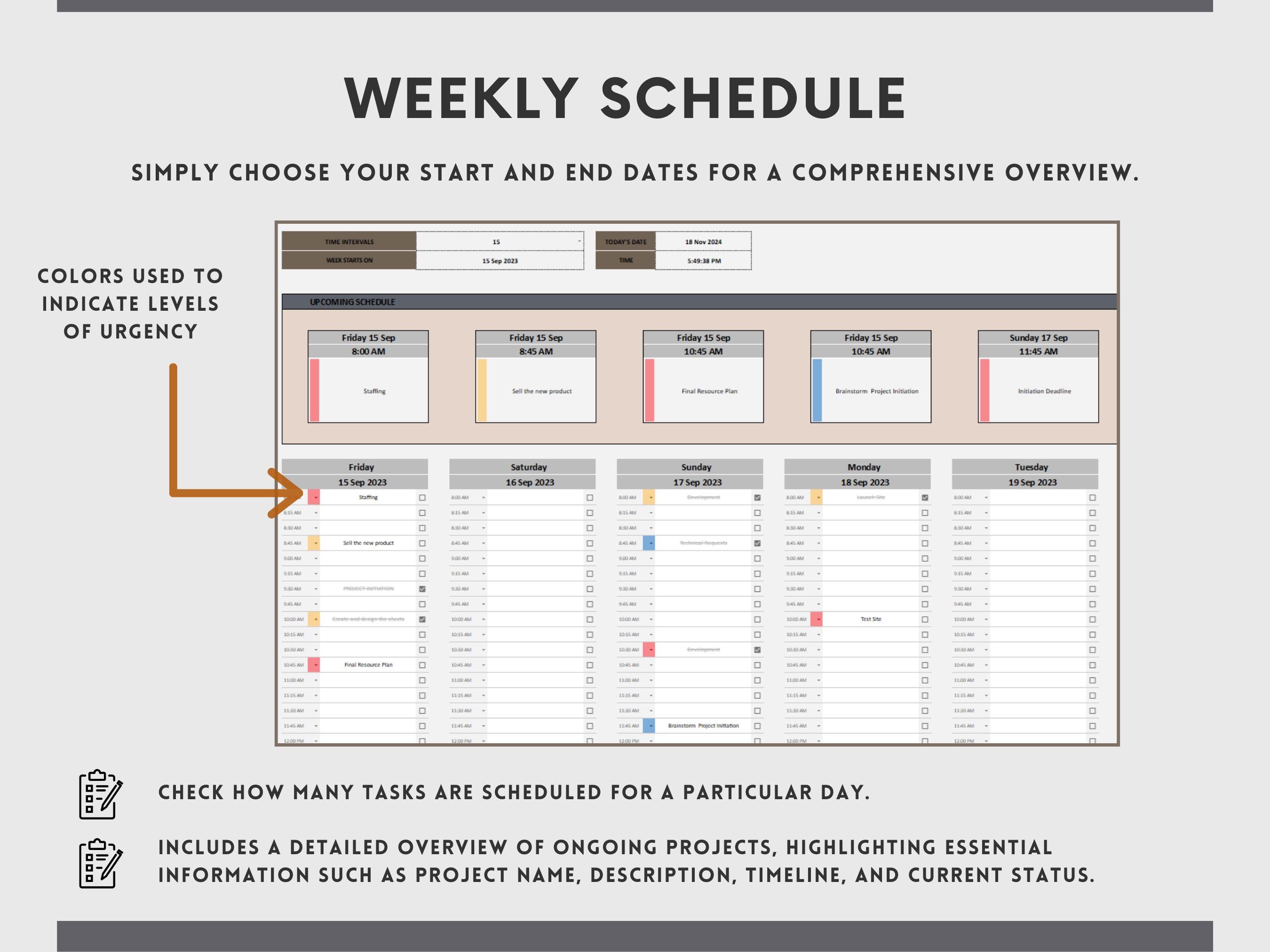Project Management Tracker & Planner Spreadsheet - Kanban, Daily Tasks ...