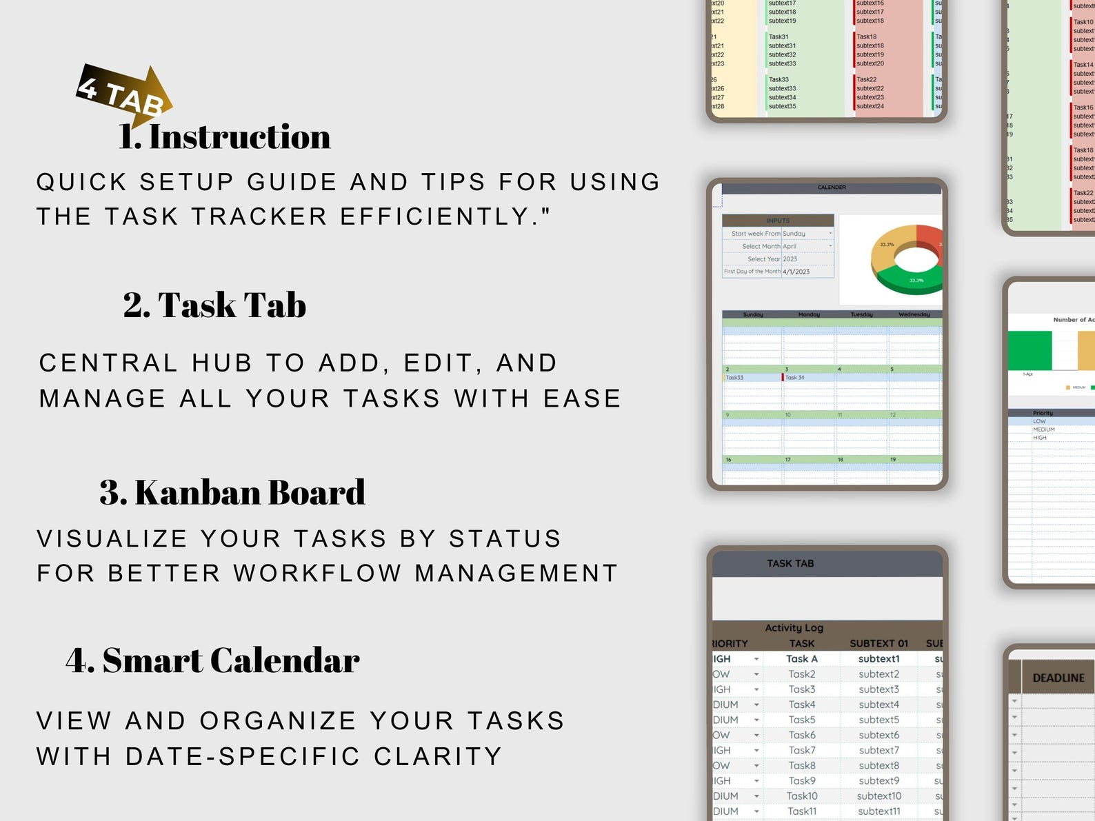 Business Task Tracker & Kanban Board Spreadsheet Template: To-do List ...