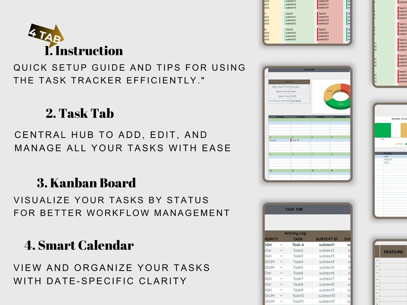 Business Task Tracker & Kanban Board Spreadsheet Template: To-do List Planner for Productivity ...