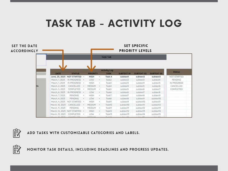 Business Task Tracker & Kanban Board Spreadsheet Template: To-do List ...