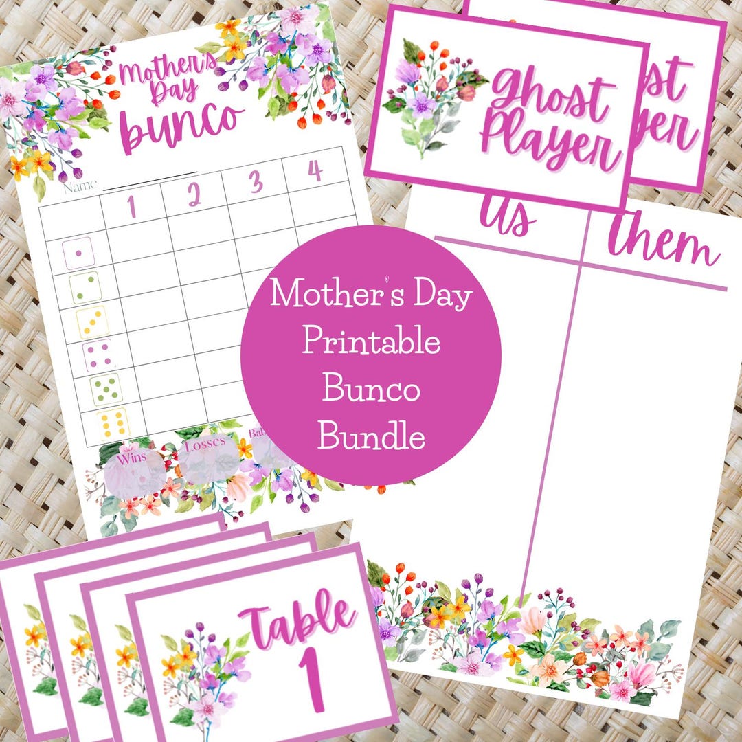 Mother's Day Bunco Printables: Floral Score Sheets & Table Cards ...
