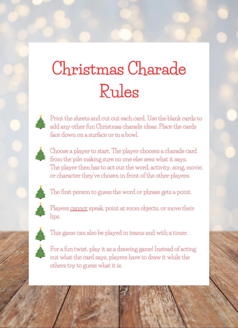 Christmas Charades | Printable Christmas Charades | Christmas Printable ...