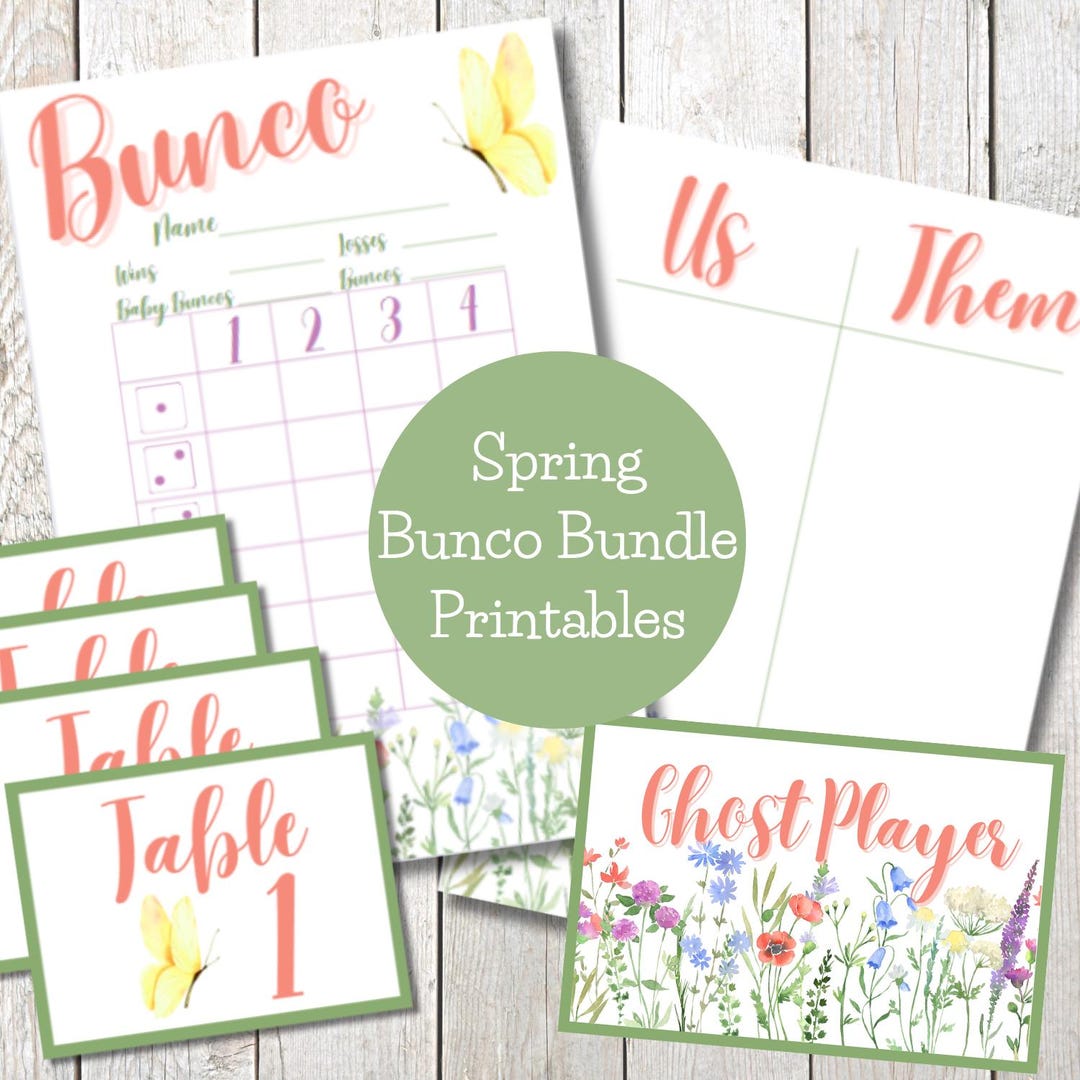 Hojas de puntuación imprimibles de Bunco de primavera / Hojas de ...