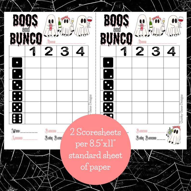 Boos and Bunco Printables | Printable Bunco Score Sheets & Table Cards ...