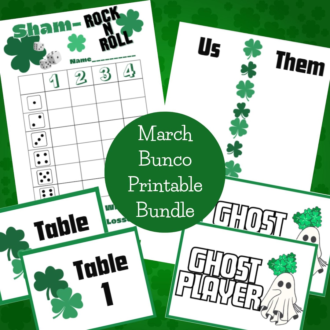 Shamrock and ROLL Bunco Printable Bundle | St Patrick's Day Bunco ...