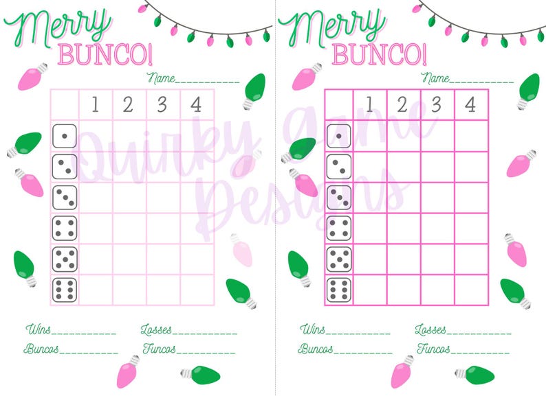 Christmas Bunco Printable Bundle: Scorecards, Tally, Table Cards ...