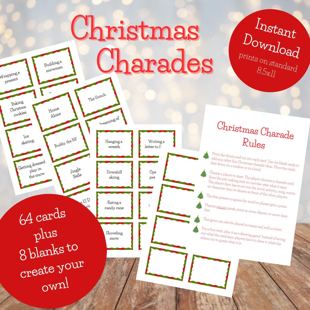 Christmas Charades | Printable Christmas Charades | Christmas Printable ...
