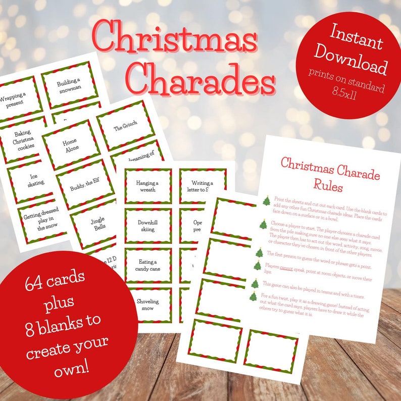 Christmas Charades | Printable Christmas Charades | Christmas Printable ...