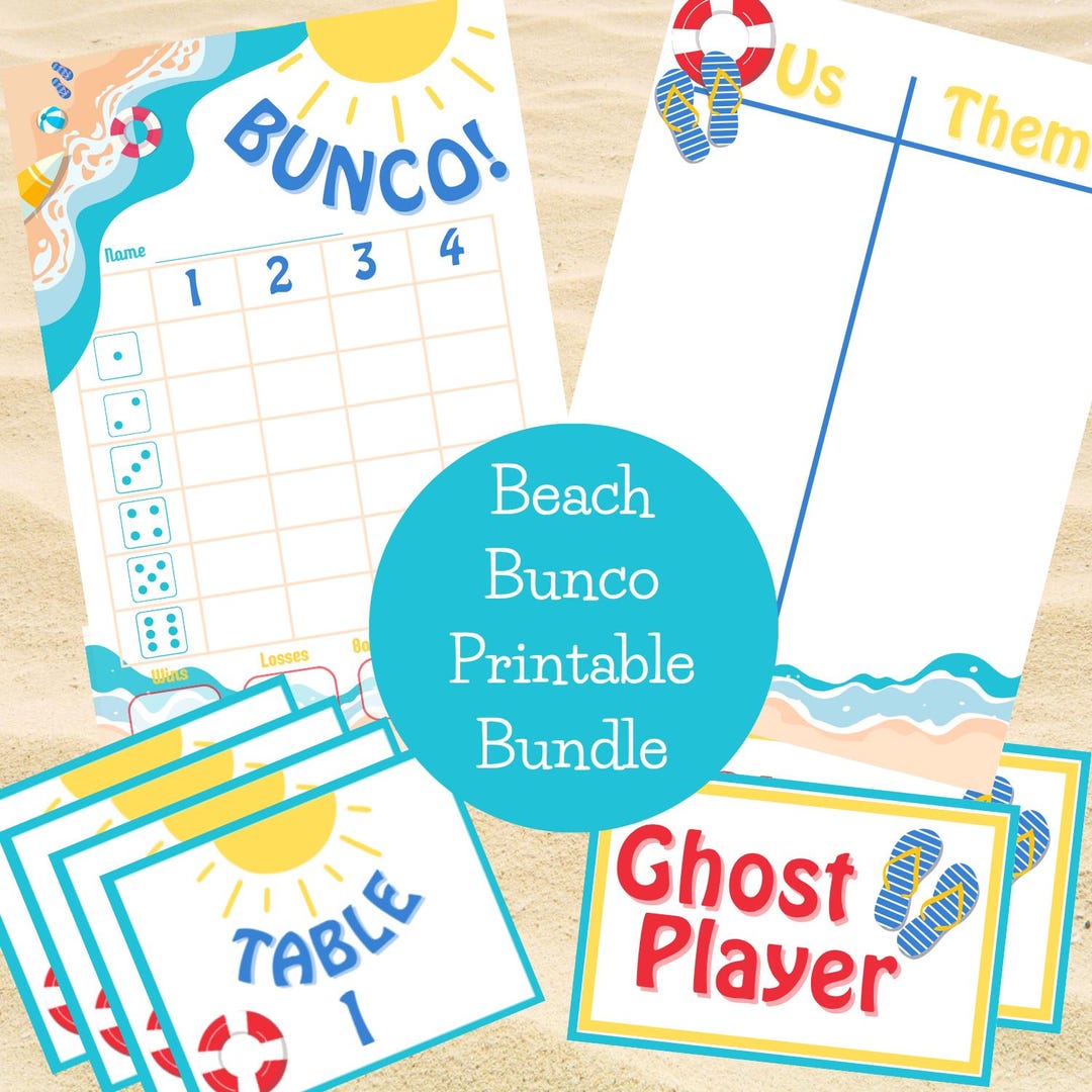 Beach Bunco | Summer Bunco Sheets | June Bunco | Bunco Scoresheets ...
