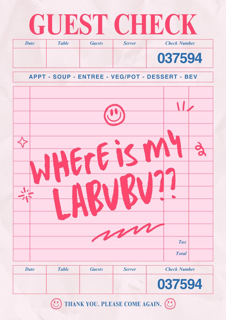 Labubu Wall Art Printable | Trendy Digital Labubu Sign | Pop Art Poster ...