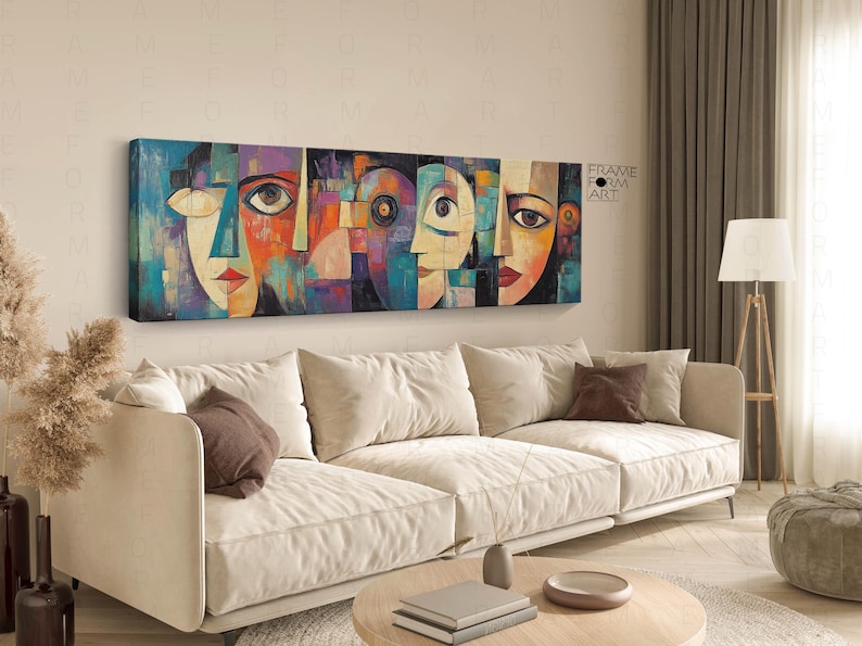Abstract Faces Cubism Canvas Art: Large Framed Wall Decor - Etsy