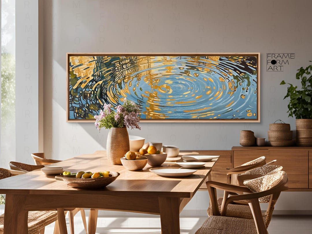 Panoramic Water Reflection Wall Art, Peaceful Backwater Framed Canvas ...