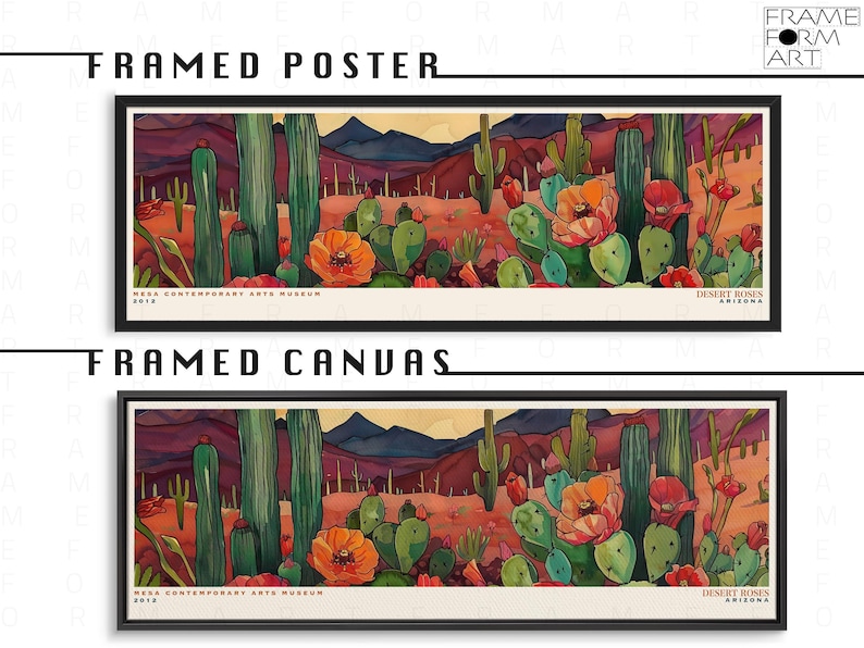Arizona Desert Rose Landscape Art Print: Panoramic Golden Hour ...