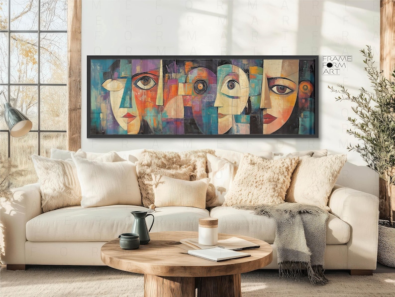 Abstract Faces Cubism Canvas Art: Large Framed Wall Decor - Etsy