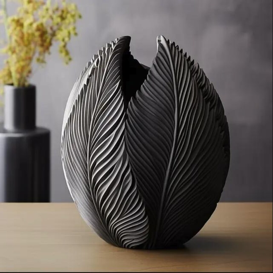 Apulia Vase – Sculptural Nature-inspired Elegance 3D Printed Black - Etsy