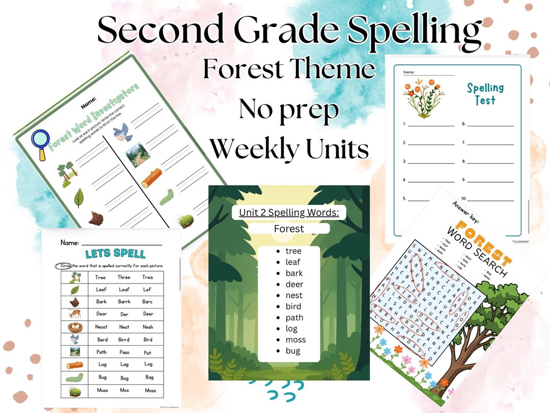2nd Grade Forest Theme Spelling Worksheets | Printable Activities (PDF ...