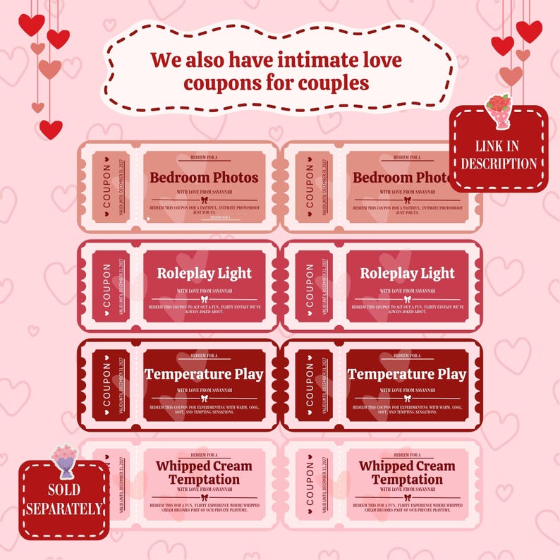 Editable Romantic Love Coupons Template, Printable Last Minute Gifts ...