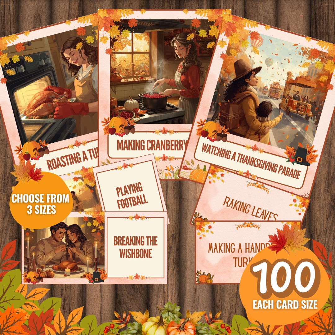 Thanksgiving Charades, Printable Thanksgiving Family Games, Fall Fun ...