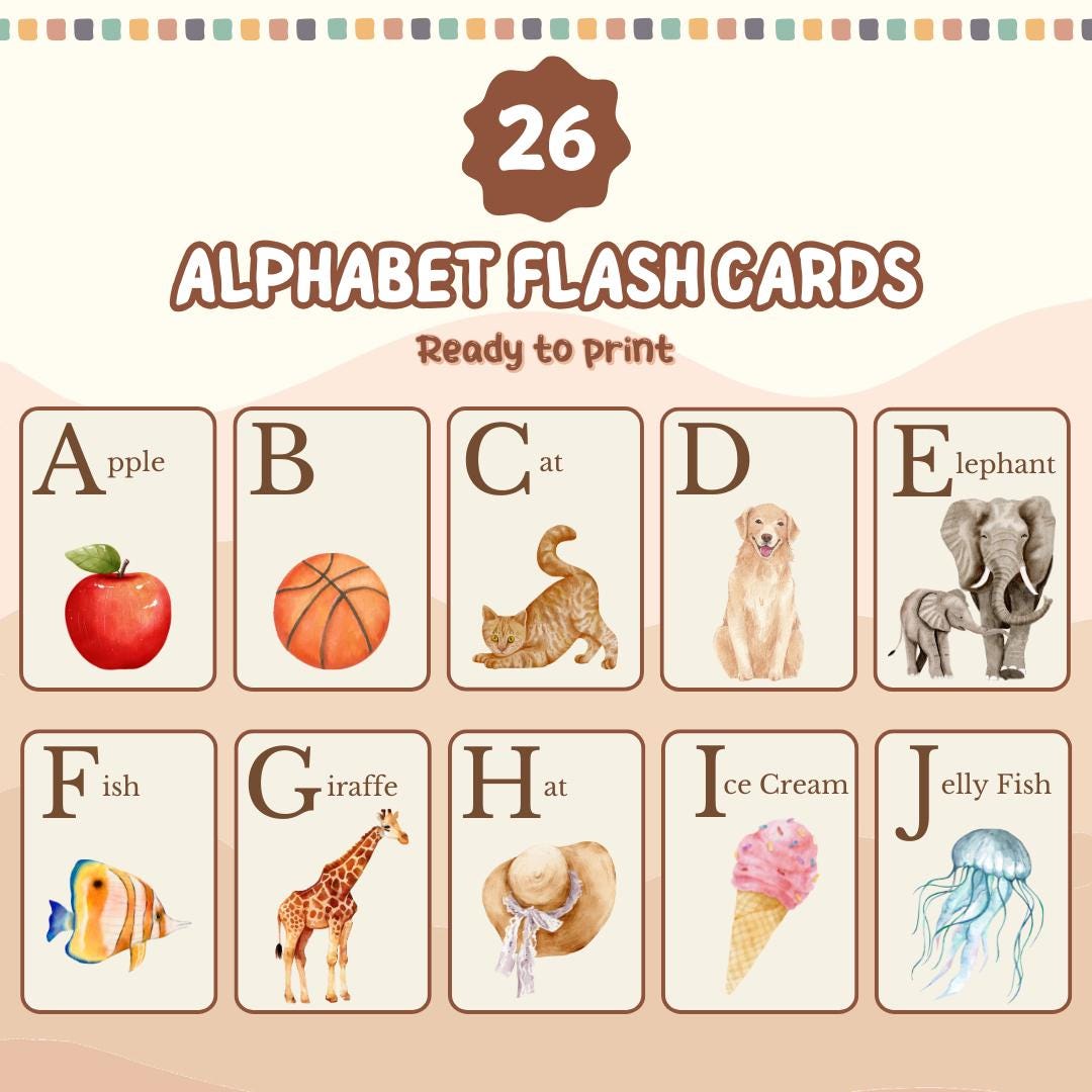 Alphabet Flashcards Printables, ABC Learning Cards for Toddlers ...
