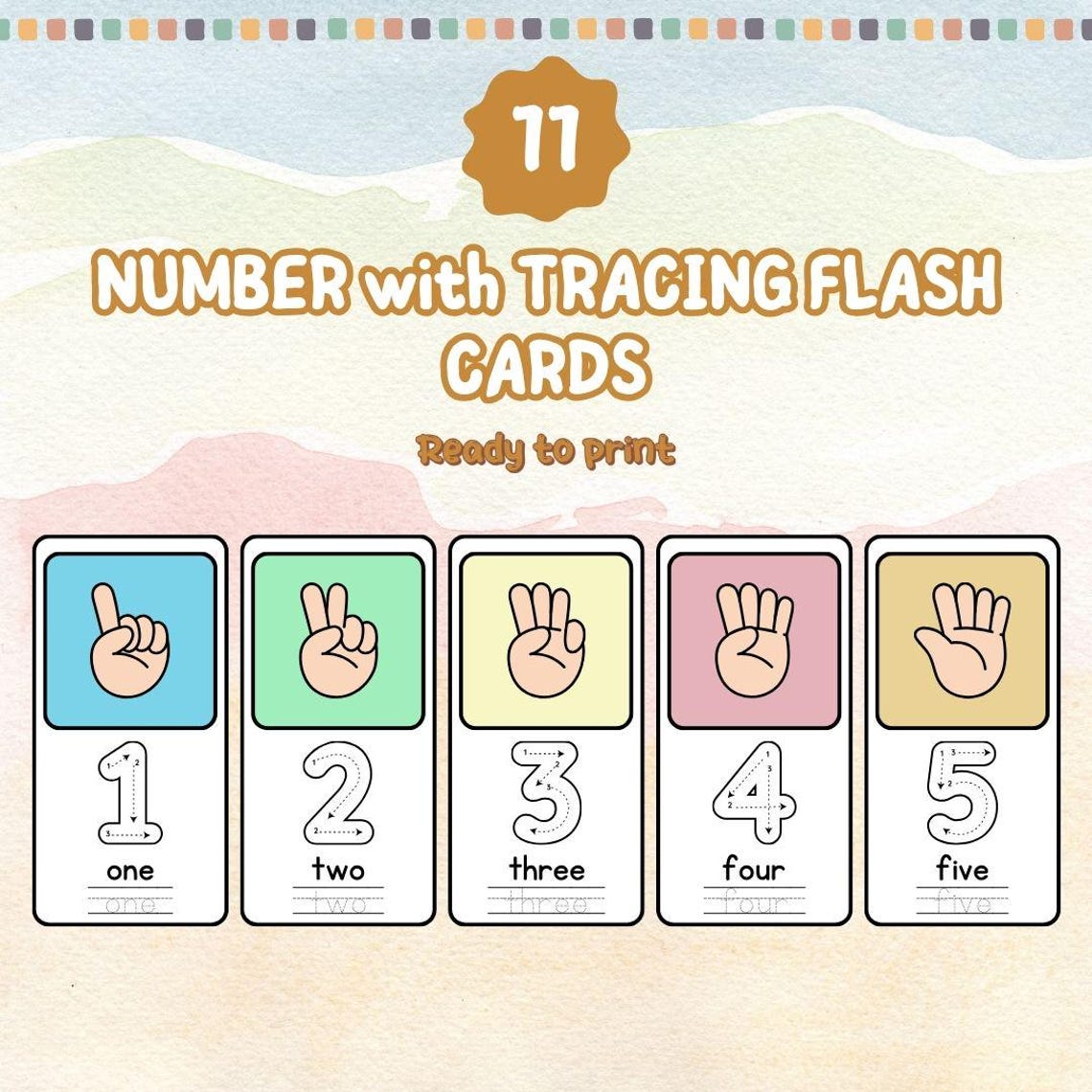 Number Tracing Flash Cards: Visual Learning for Toddlers (digital ...