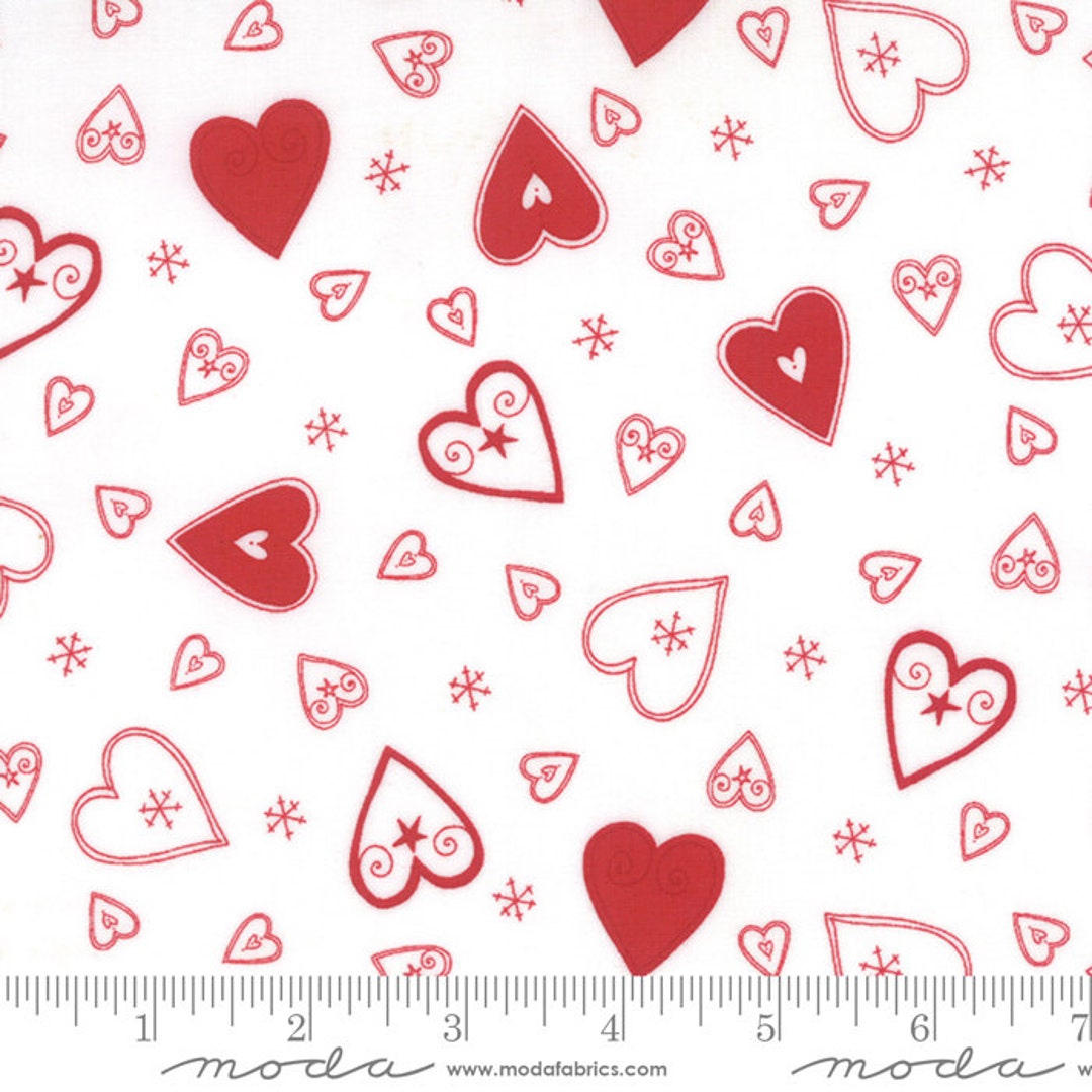 Moda Fabric JOL Collection Hearts on Cream Yards - Etsy