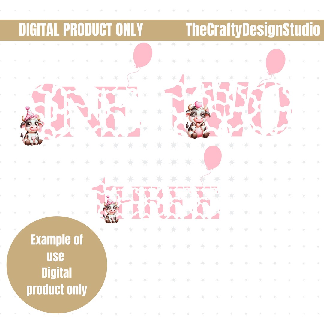 Pink Cow Print Birthday PNG - Etsy