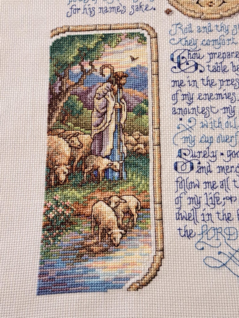 PSALM 23 Finished Completed Ready to Frame Cross Stitch - Jesus ...