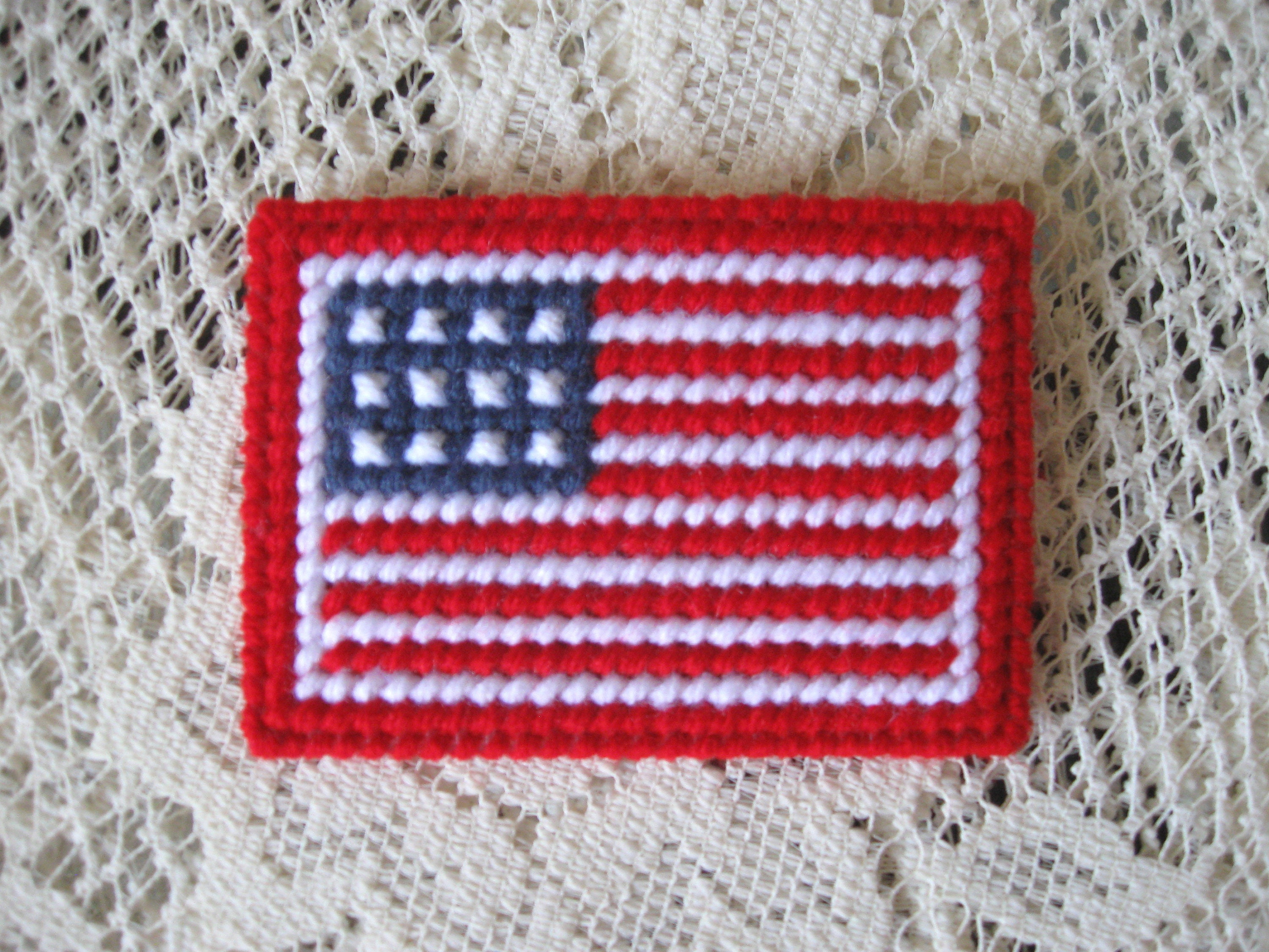 Plastic Canvas American Flag Gift Card Holder, Needlepoint Patriotic American Flag Money Holder ...