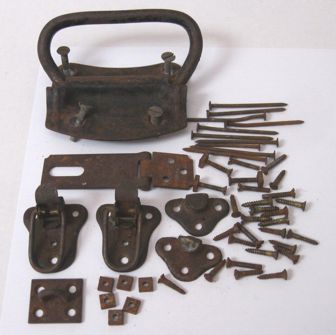 Vintage Heavy Metal Trunk Handle and Parts - Vintage Trunk Hardware ...