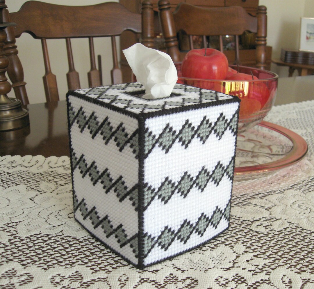 Plastic Canvas Boutique Tissue Box Cover - Needlepoint Tissue Box Cover ...