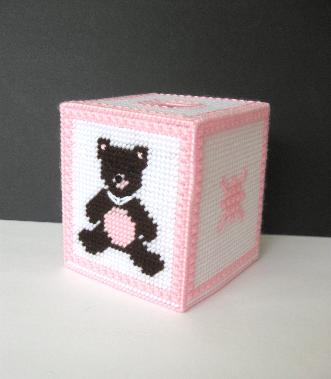 Teddy Bear Plastic Canvas Tissue Box Cover - Teddy Bear Needlepoint ...
