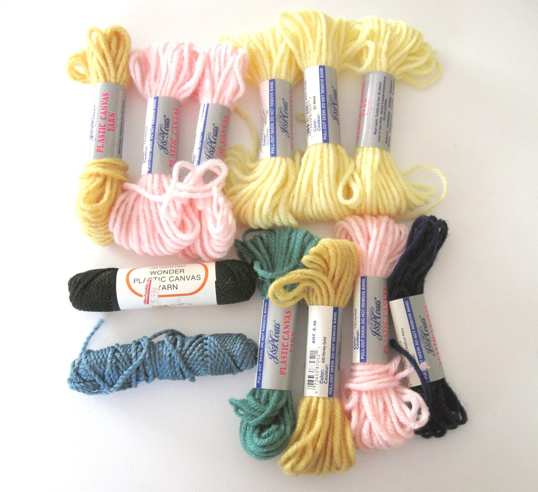 Lot of Twelve (12) Skeins of Plastic Canvas Yarn - J&P Coats Plastic ...