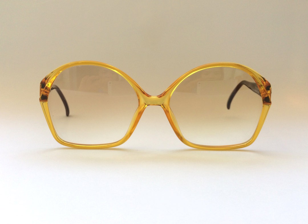Rare 80s Vintage Yellow Brown Hexagon Frame Sunglasses German Made ...