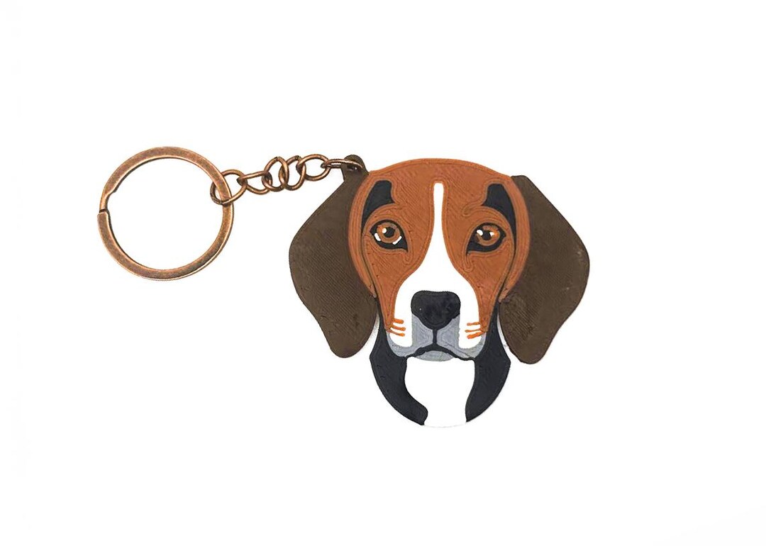 Beagle Face Key Chain With Optional Brown Pom Pom - Hound Dog Gift - Etsy