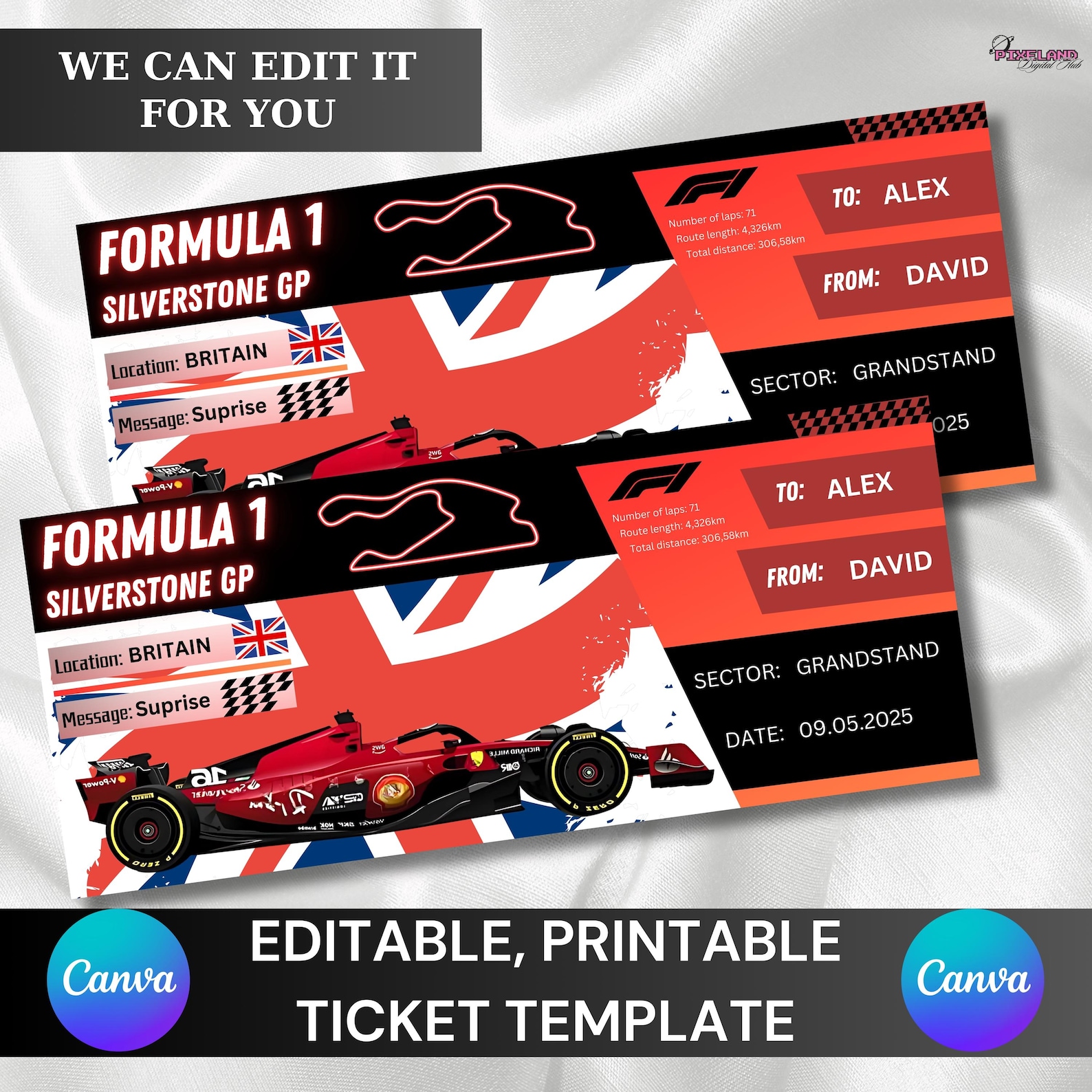 Printable Formula 1 Ticket, Formula 1 Digital Ticket, F1 Britain Qatar ...