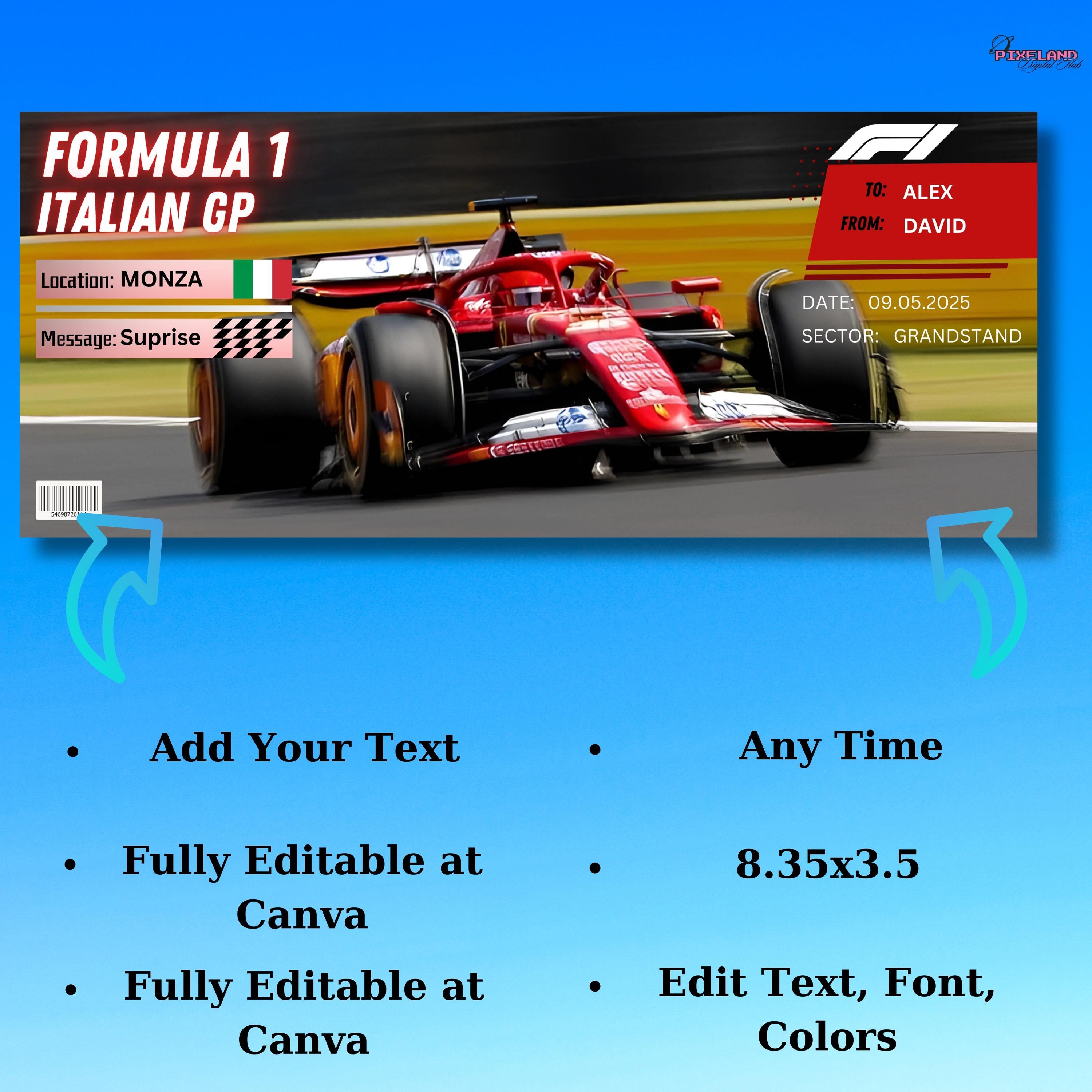 Printable Formula 1 Ticket, Formula 1 Digital Ticket, F1 Belgıan ...