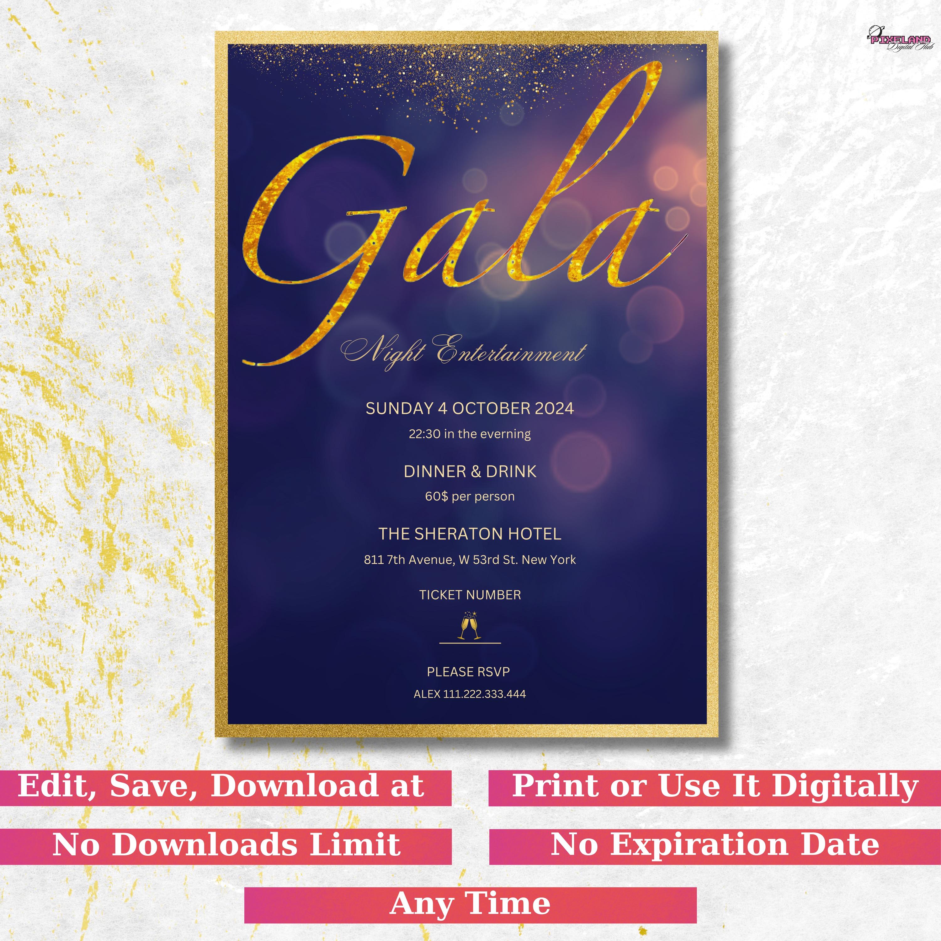 Editable Gala Invitation, Gala Party, Fundraise,corporate Invite ...