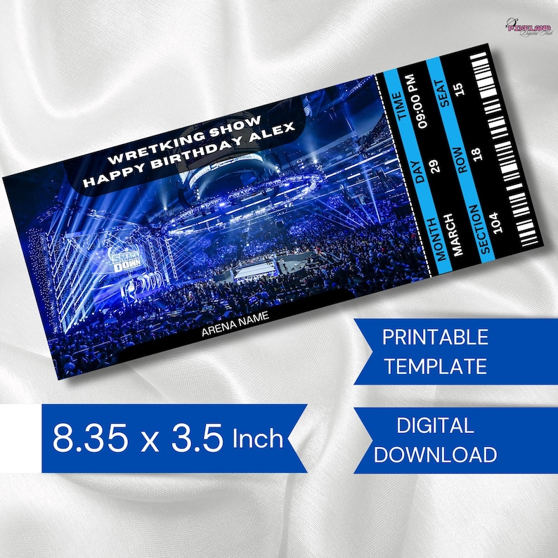 Editable Wrestling Ticket Template: Custom Event Voucher (digital ...