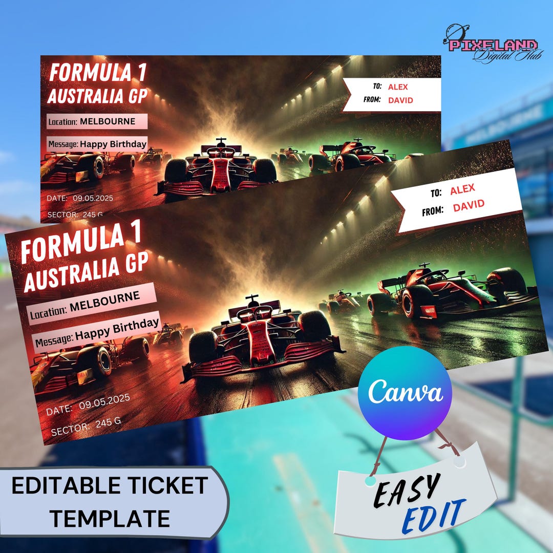 Printable Formula 1 Ticket, Formula 1 Digital Ticket,f1 Qatar Australia ...