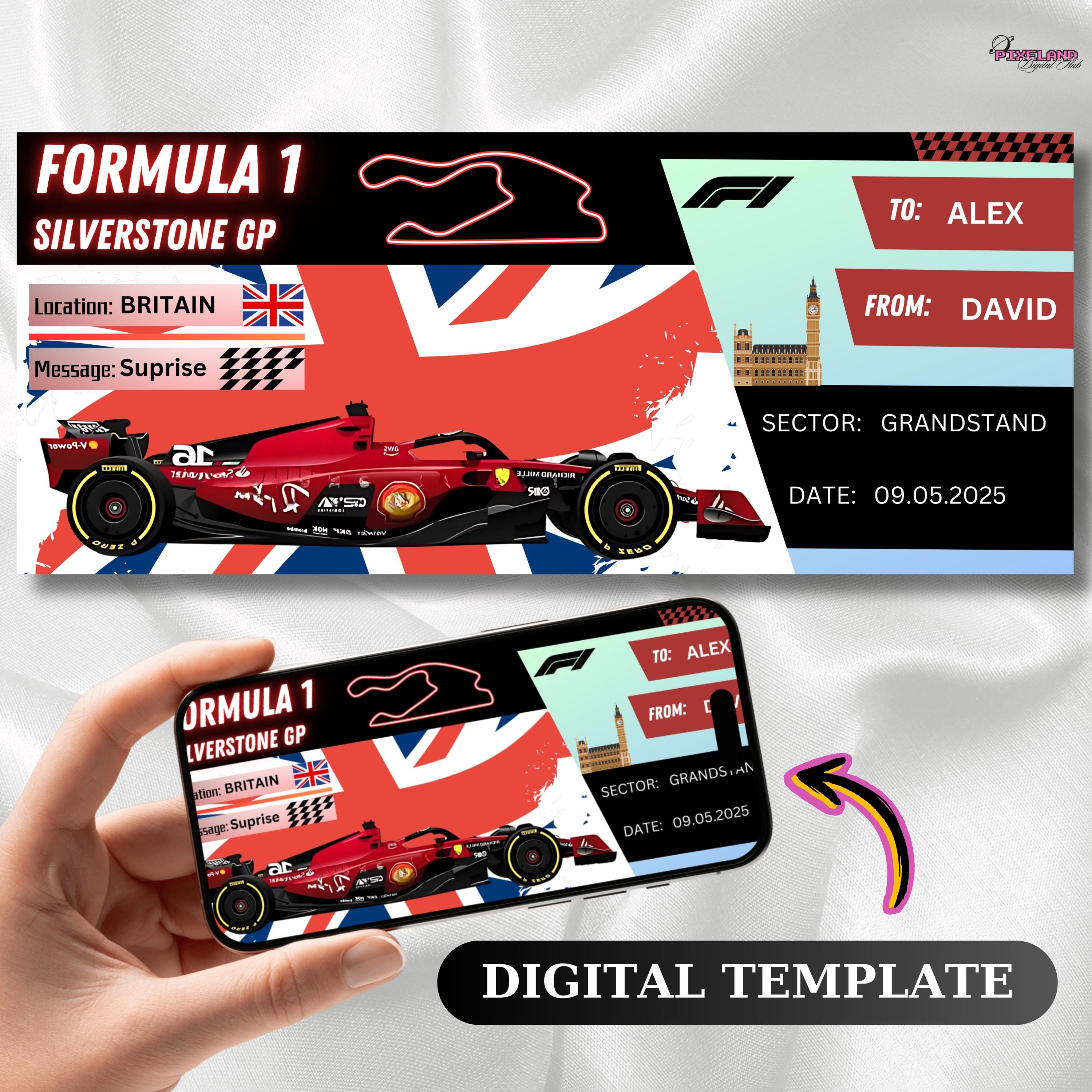 Printable Formula 1 Ticket, Formula 1 Digital Ticket, F1 Britain Qatar ...