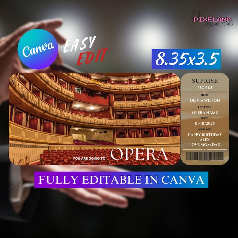 Opera Trip Ticket Template: Surprise Reveal, Custom Printable (canva ...