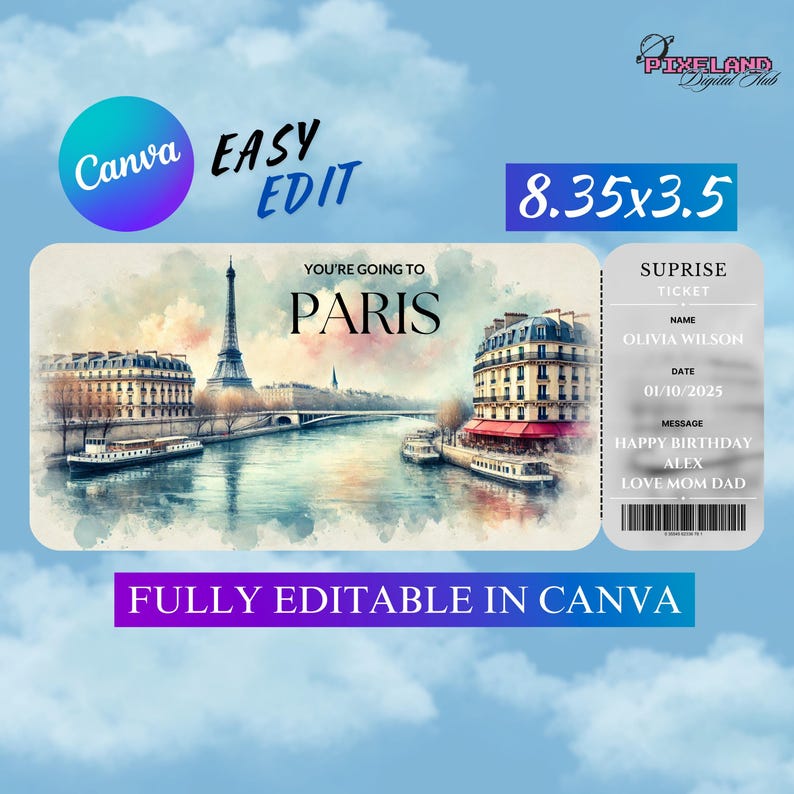 Printable Plane Ticket Template, DIY Boarding Pass, Travel Itinerary ...