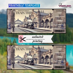 Train Trip Surprise Gift Ticket, Travel Gift, Personalized Train Trip ...