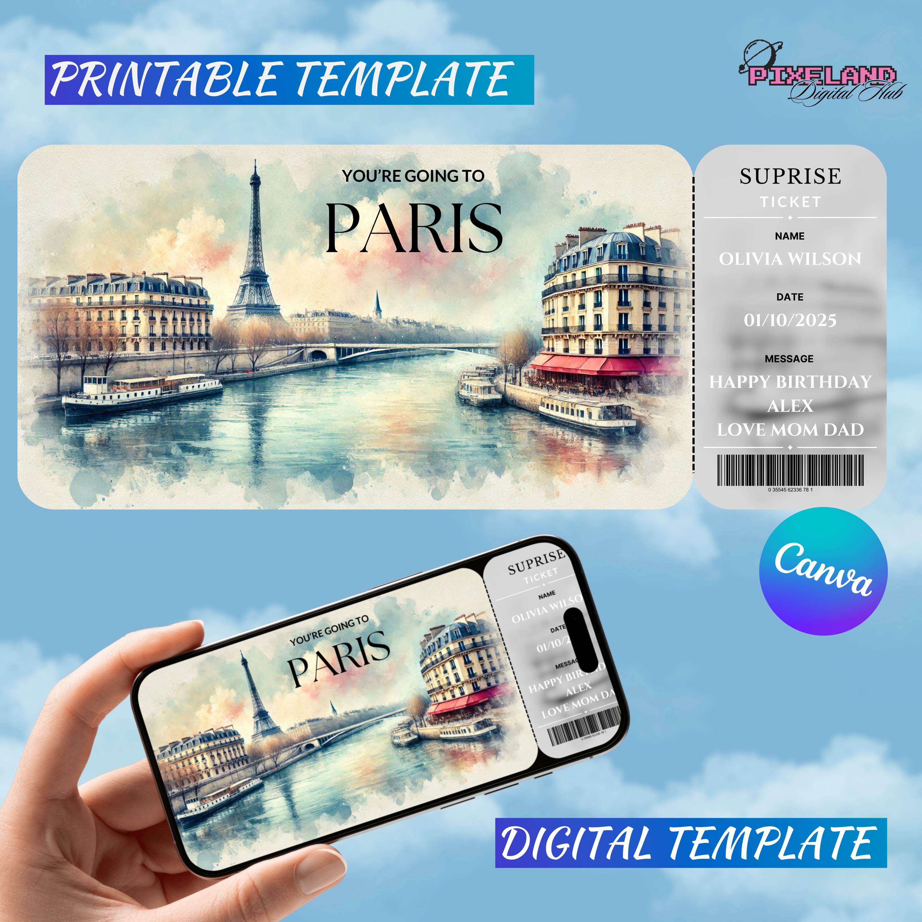 Printable Plane Ticket Template, DIY Boarding Pass, Travel Itinerary ...