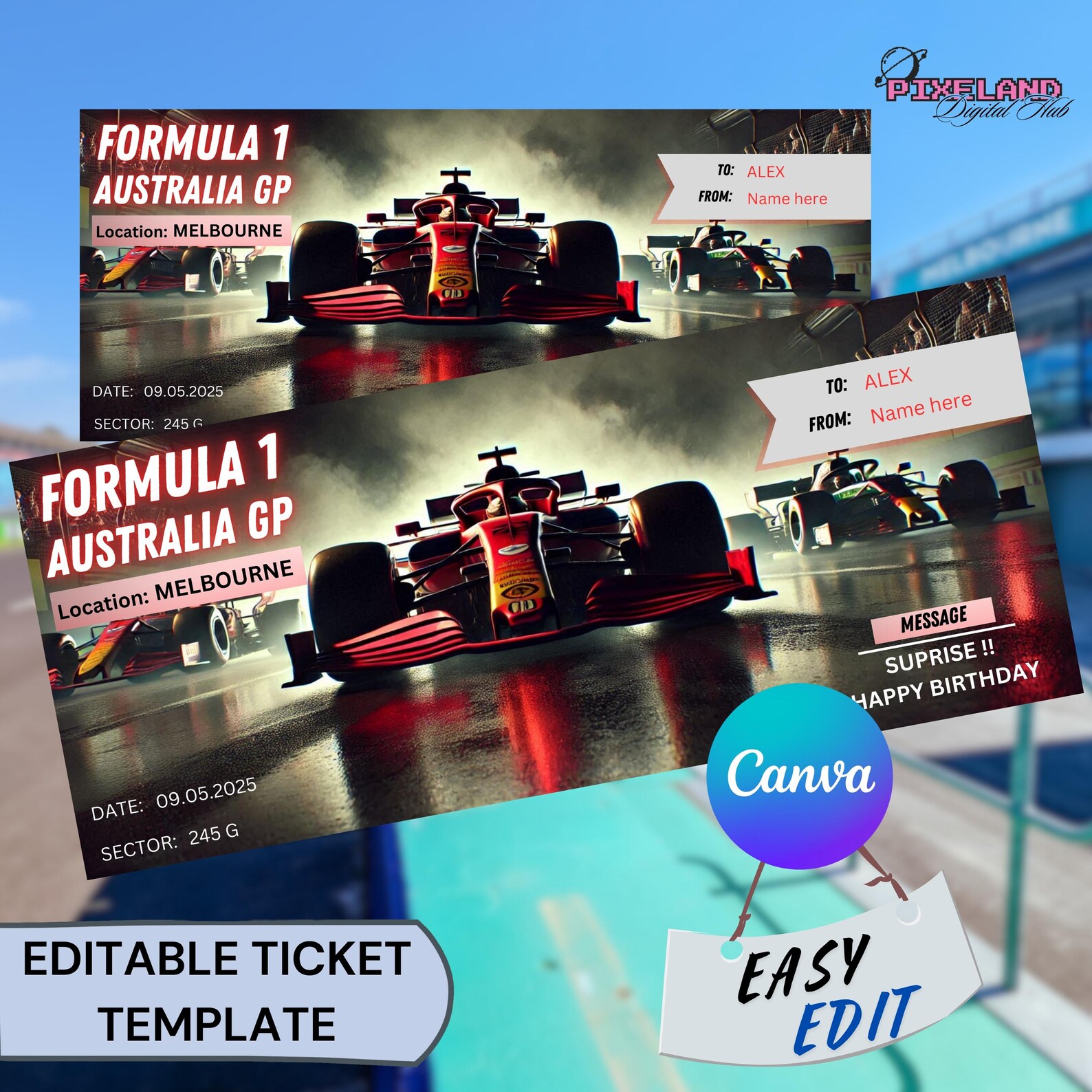 Printable Formula 1 Ticket, Formula 1 Digital Ticket,f1 Qatar Australia ...