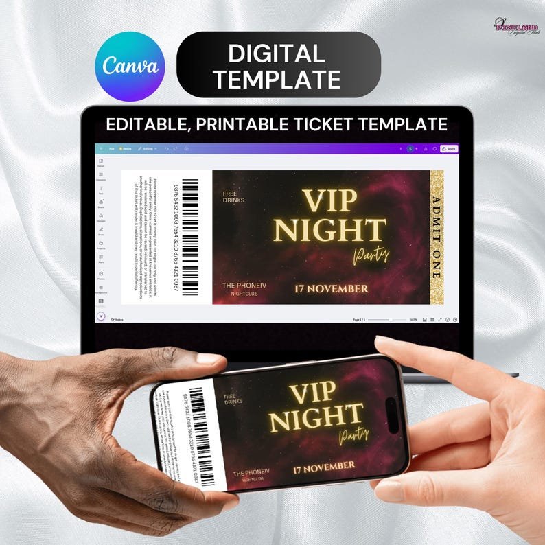 Golden Gala Ticket Template, Admit One Printable Digital Download, VIP ...
