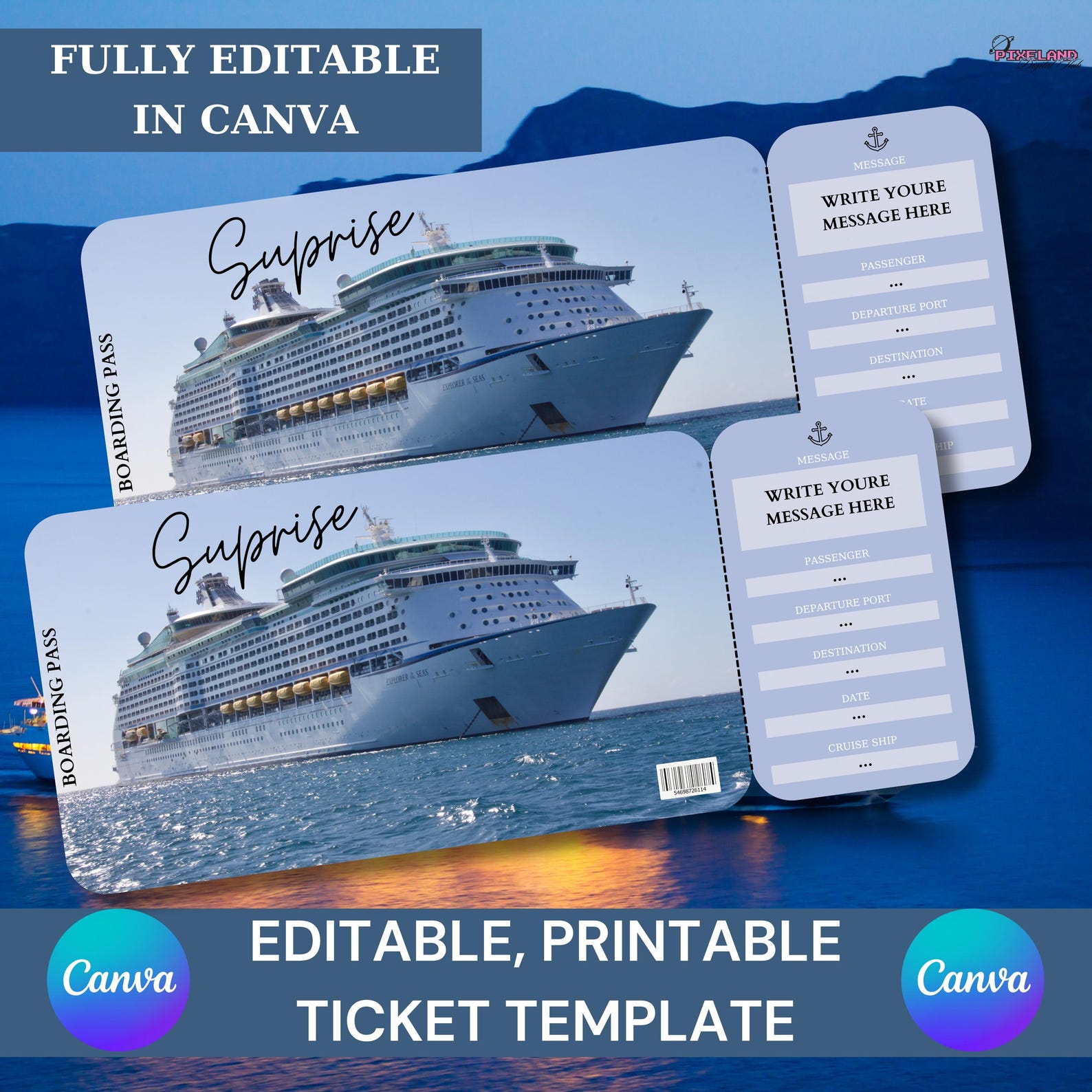 Cruise Ticket Template, Cruise Surprise Ticket, Gift Ticket, Cruise ...